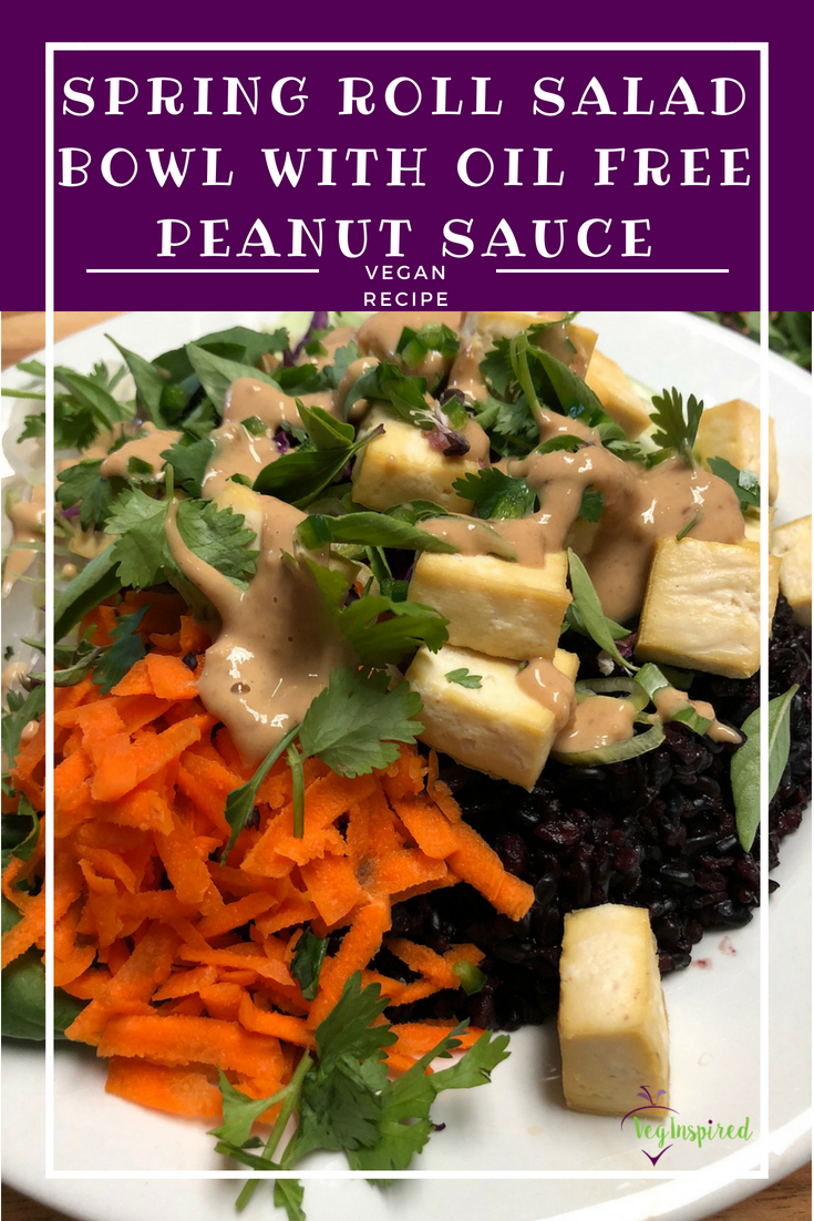 Spring Roll Salad Bowl with Oil-Free Peanut Sauce - VegInspired